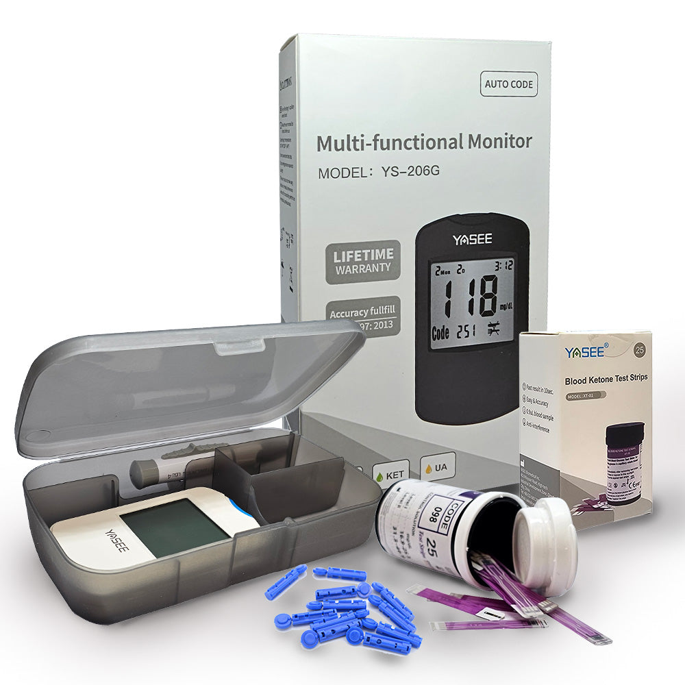 Ketone Blood Tester Starter Value Pack + 25 Keto Strips + Lancets ...